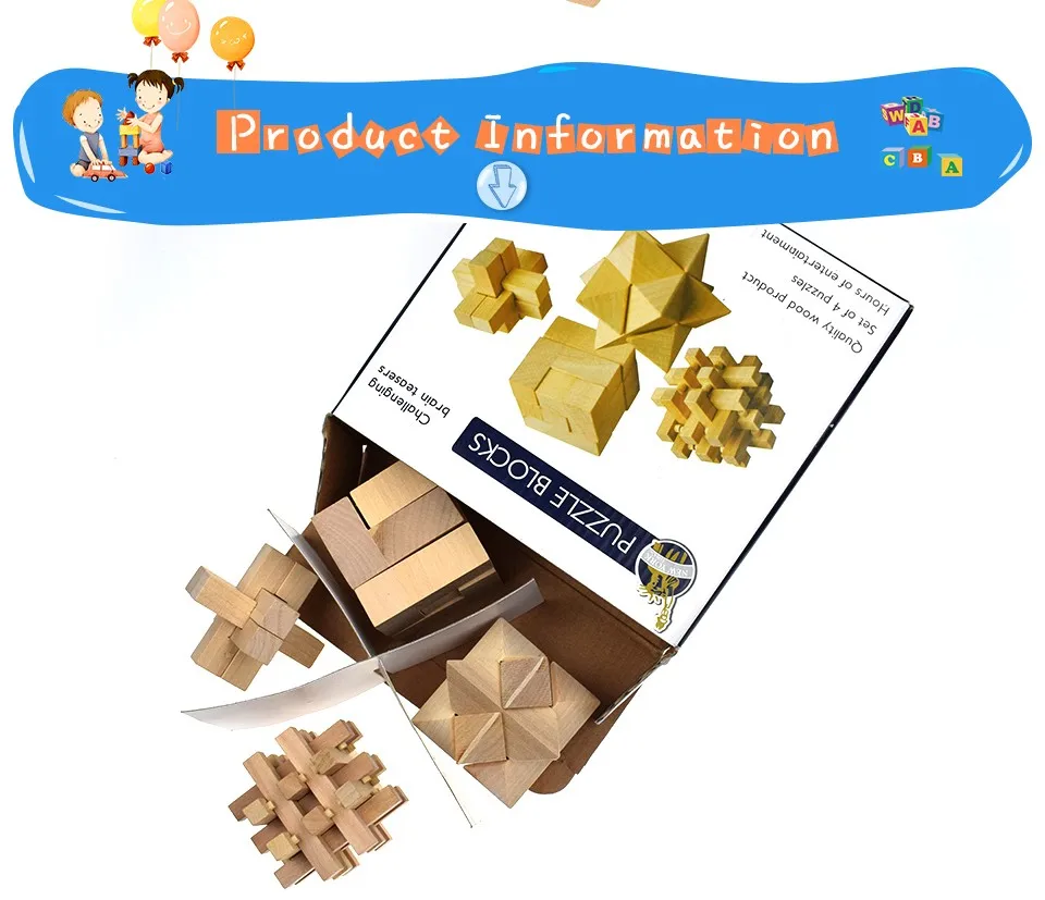 3D Wooden IQ Interlocking Puzzle - Educational Toy