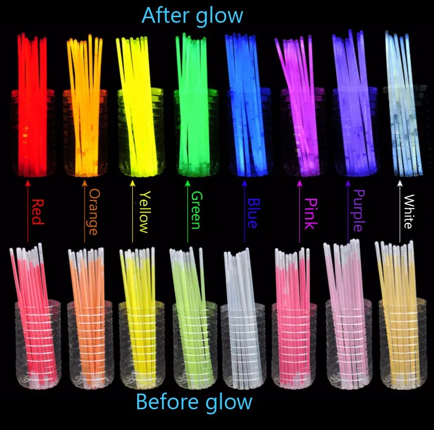 100 Glow Sticks Bracelet Pack 8inch Glowsticks and Connectors for Dark ...