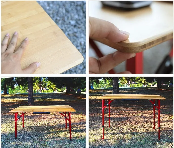 Outdoor Garden Adjust Height Picnic Portable Kitchen Bamboo Made Table ...