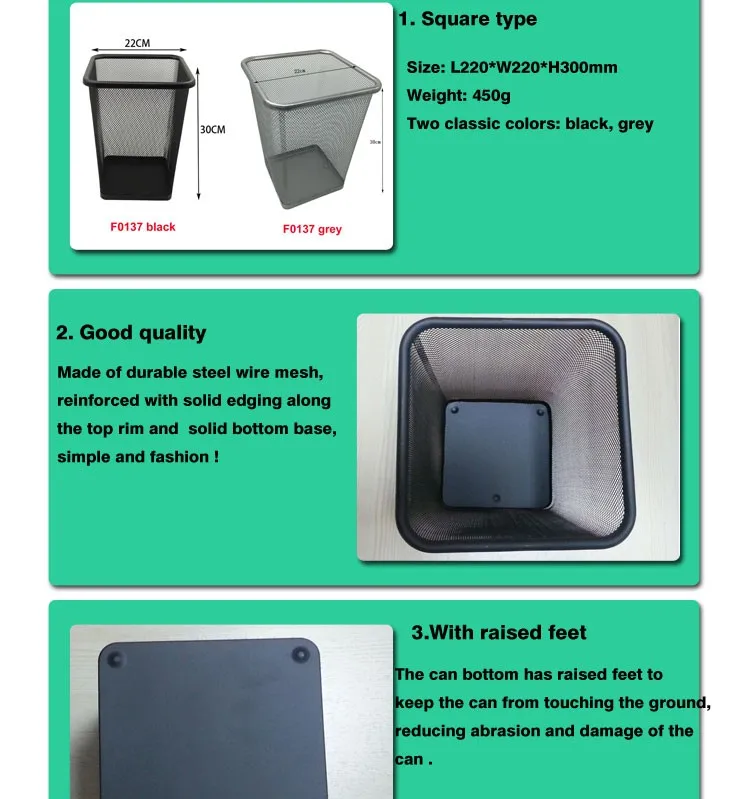 Recycle Metal Mesh Trash Can Metal Paper Garbage Basket Wastebasket ...