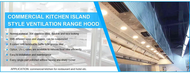 Stainless Steel Commercial Kitchen Extractor Island Hood Restaurant ...
