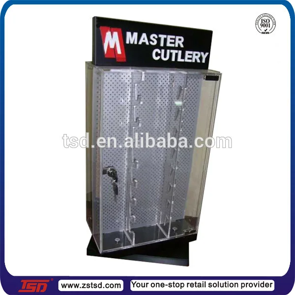 Custom Retail Store Rotating Acrylic Display Case For Knife,Spoon Set ...