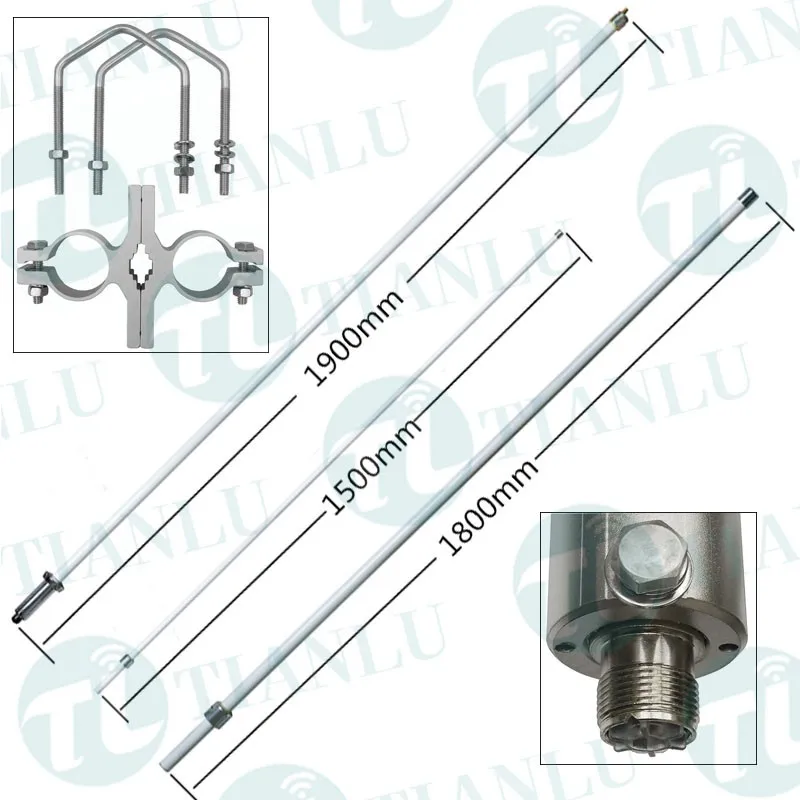 5.2m Omni Fiberglass Antenna Vhf/uhf High Gain 144/430mhz Dual Band ...