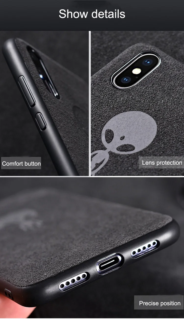2019 New Custom Non-slip Plush Mobile Phone Back Cover Suede Fabric ...