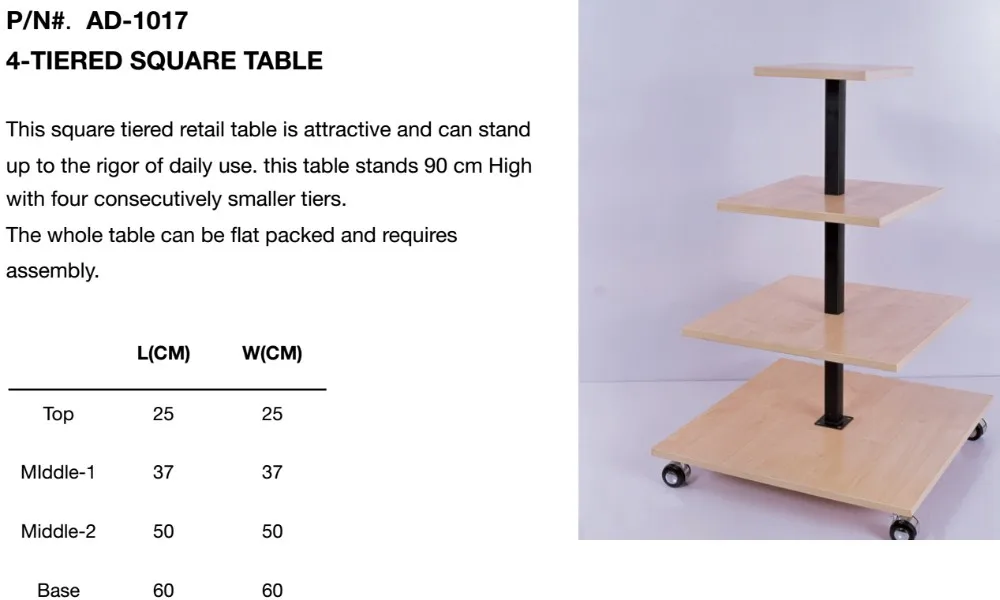 Four Tiered Rectangle Retail Clothing Display Table - Buy Display Table ...