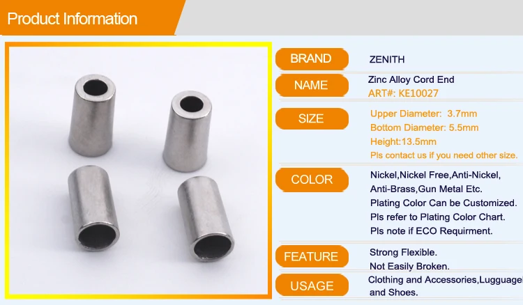 Zinc Alloy Drawstring Cord End Cap For Swimwear Ke10027 - Buy Draw Cord ...