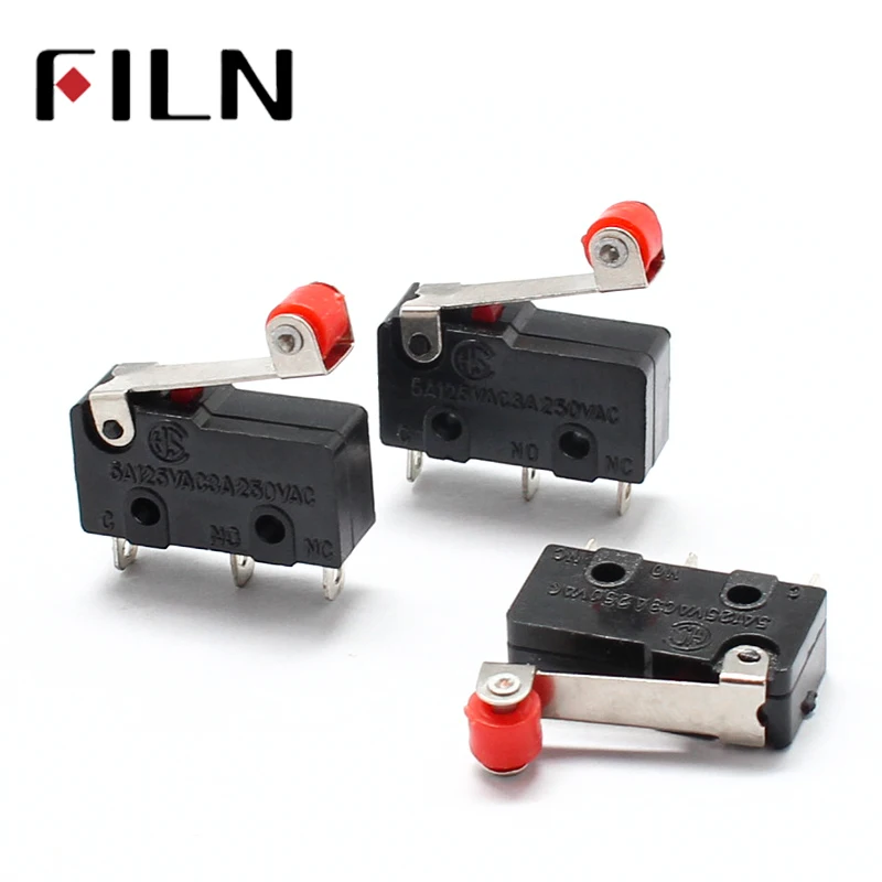 Filn Kw12-3 Black 1no1nc Mini Micro Roller Lever Arm Normally Open Close Spdt Snap Action Limit ...