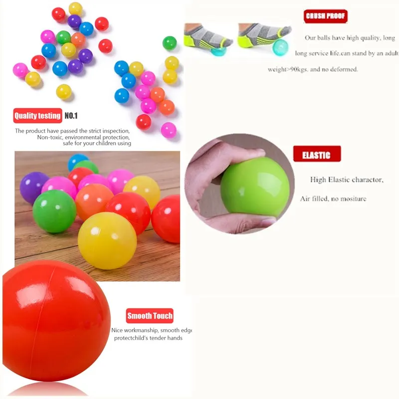 7.5cm 100pcs Play Balls Soft Plastic Non-toxic Phthalate-free Crush ...