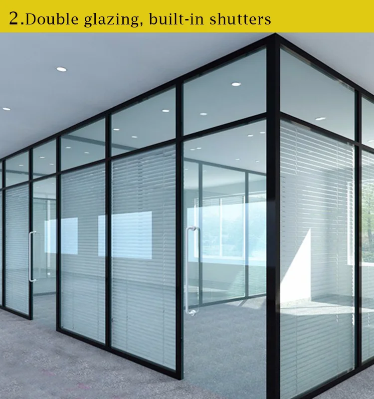 Office High Partition Wall Office Glass Partition Double Glass Belt ...