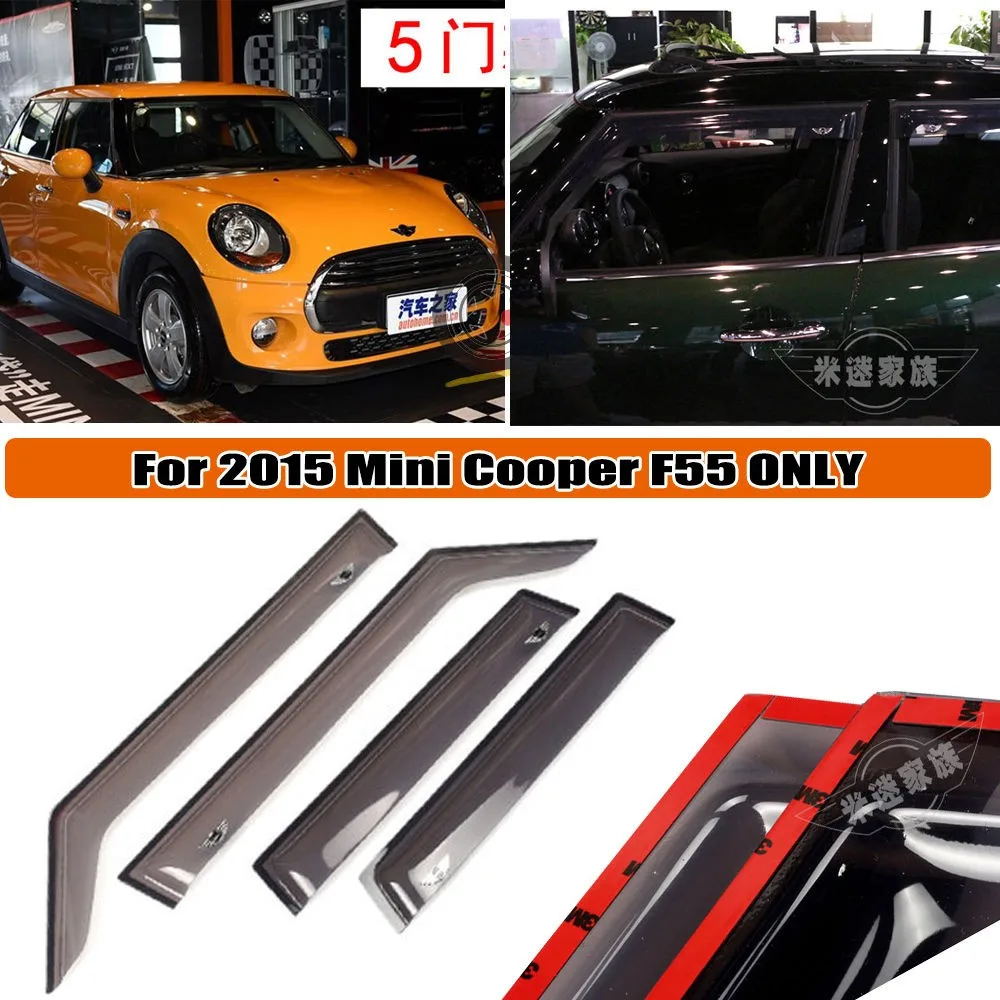 Window Rain Sun Guards Acrylic Vent Visor Eyebrow For 2015 Mini Cooper ...
