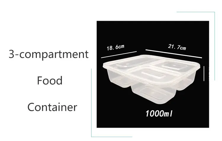 Disposable Plastic 3 Partition Take Out Meal Prep Food Box - Buy Frozen ...