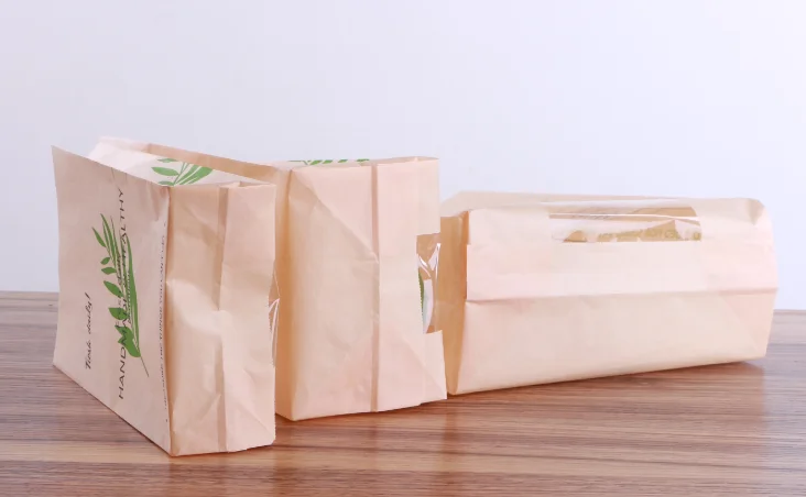 Food Delivery Bread Bags Paper Brown Kraft Paper Bagsbag With Window ...