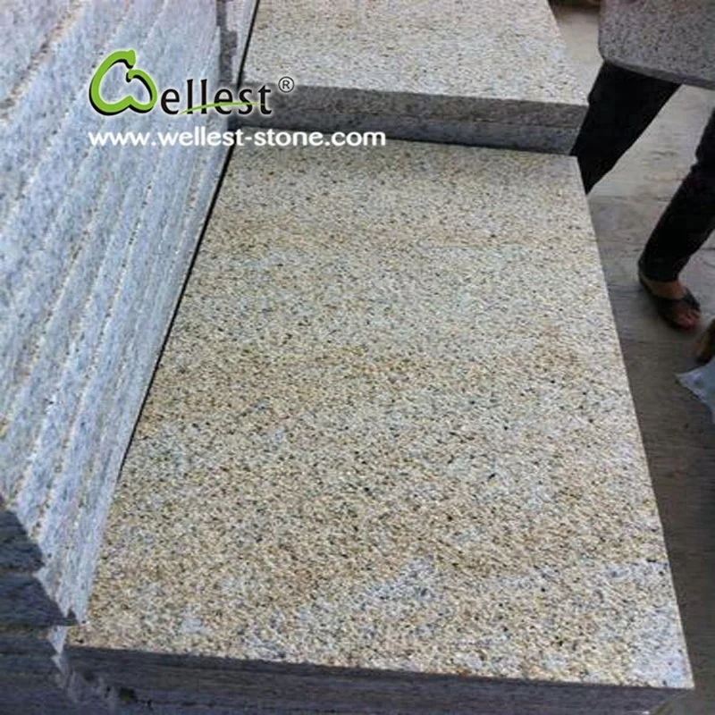 Cheap Quarry Yellow Granite Stairs with Anti Slip Grooves