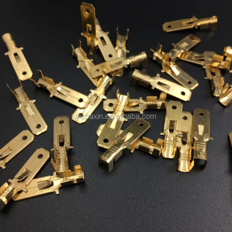 DJ611-6.3A/B/C Brass Color Male Tab Terminal - 250/6.3 Tab Terminal