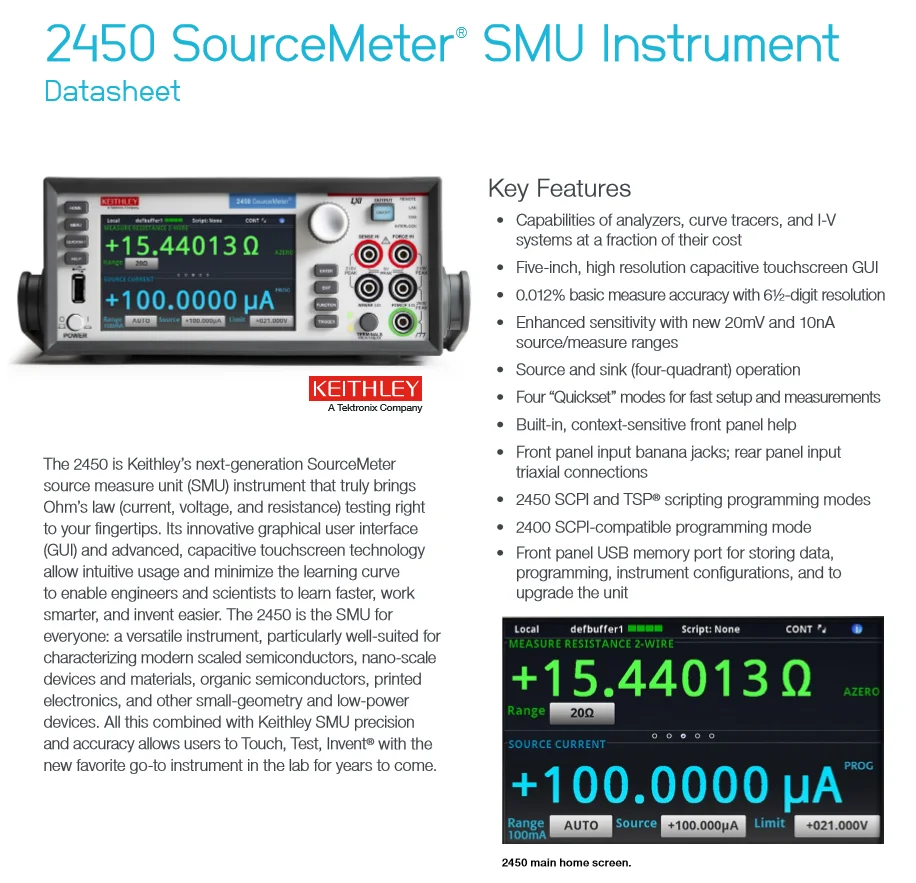 Sourcemeter Smu Instrument Keithley 2450 - Buy Keithley 2450 ...