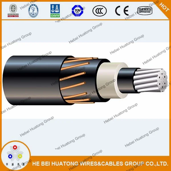 35kv 4/0awg Al/xlpe/cws/pe 100% Insulated Level 1/3 Concentric Neutral ...