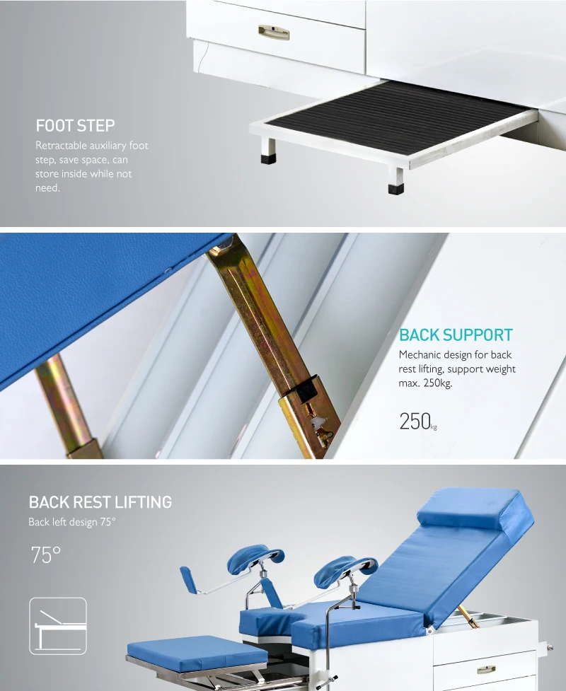 A048 Adjustable Hospital Patient Examination Medical Bed With Cabinet ...