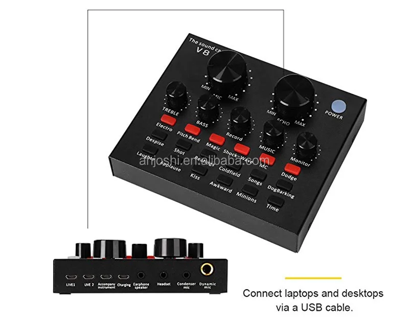 V8 Multifunctional Live Sound Card USB Audio Interface Intelligent ...