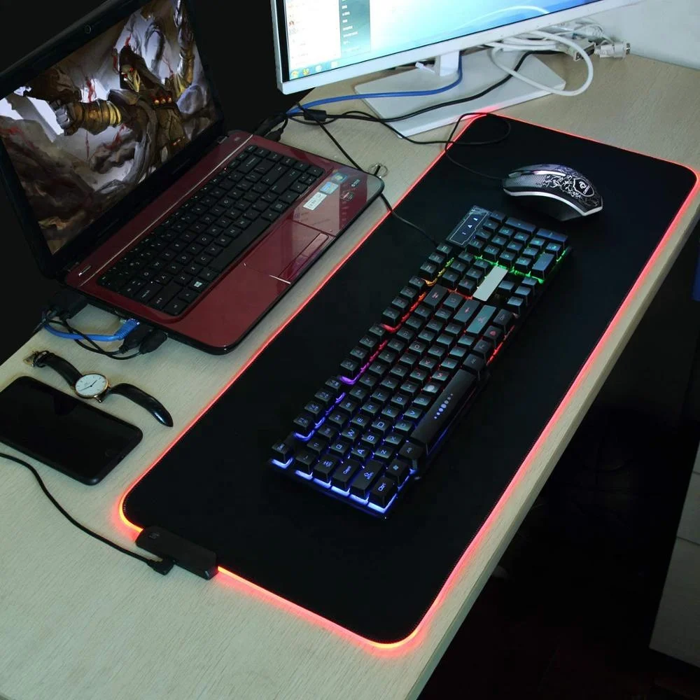 Rgb Gaming Mouse Mat Pad Large Xxxl Extended Led Mousepad With Non-slip ...