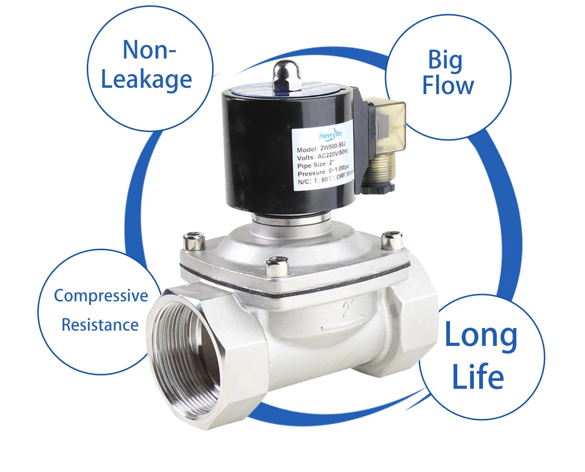 DN50 Large Flow 2 Inch Electric Stainless Steel Control Water Solenoid Valve Products from ...