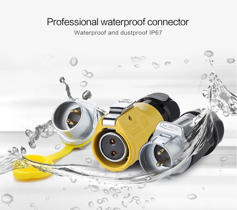 IP65/IP67 Waterproof male female Power wire connector 2 Pin M20 type ...