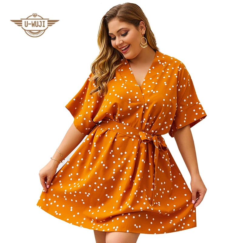 Fat Women's Fashion Sexy Short Sleeve V-neck Floral Printed Midi Plus ...