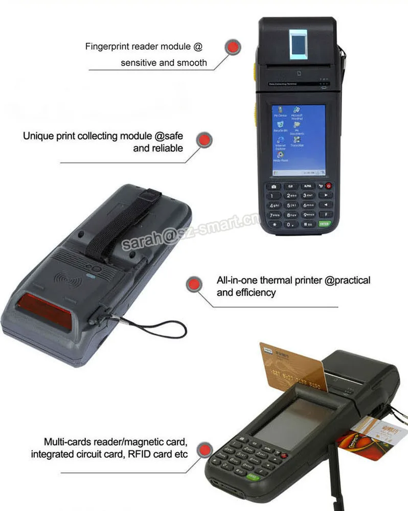 Handheld Windows Mobile Touch Screen Pos Terminal With Printer Rfid ...
