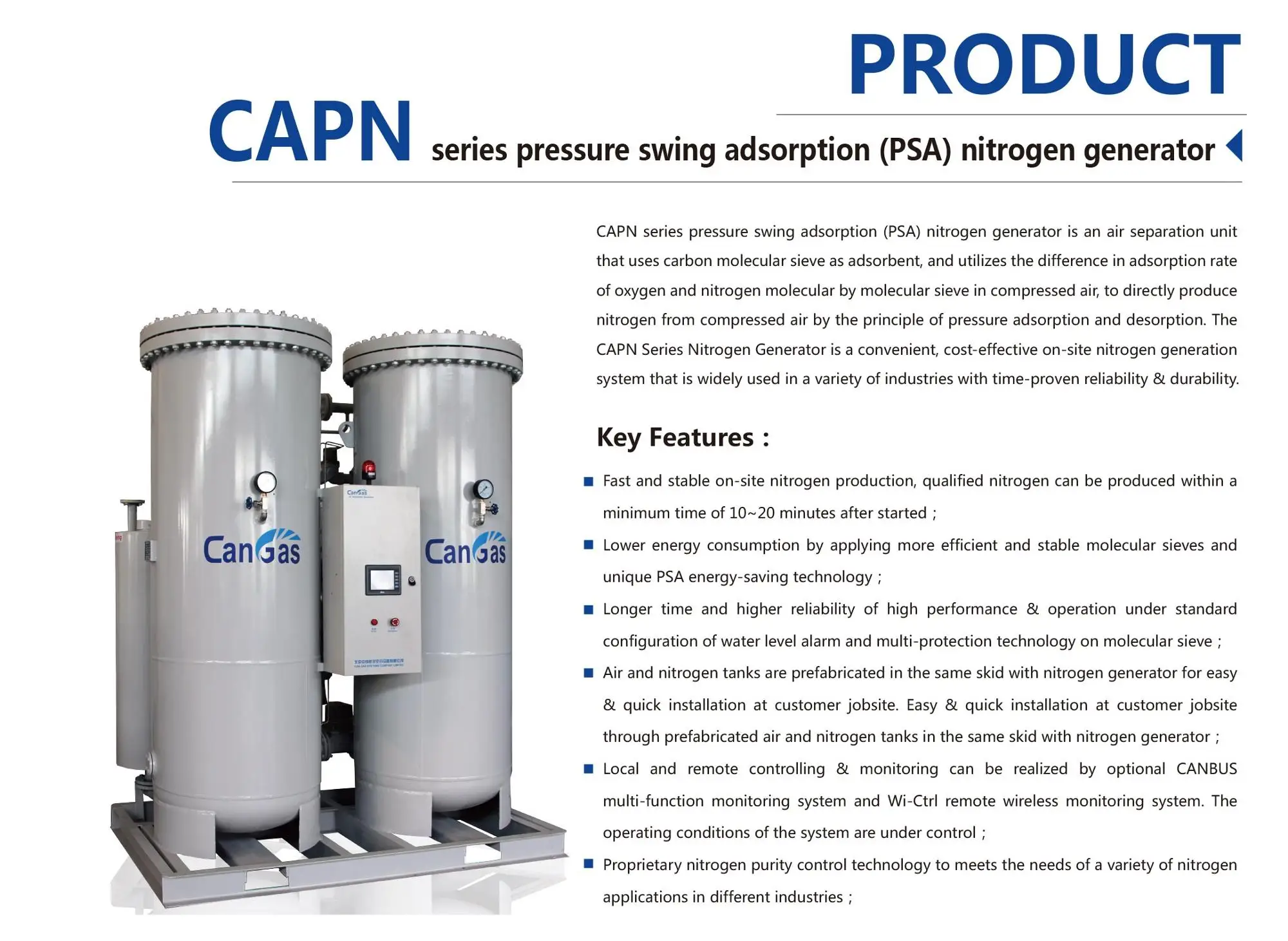 99.999% Nitrogen From CAN GAS PSA Nitrogen Generator Nitrogen Plant for ...