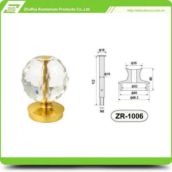 Decorative Crystal Ball On Stairs Railings/aluminum Handrail Post Head ...