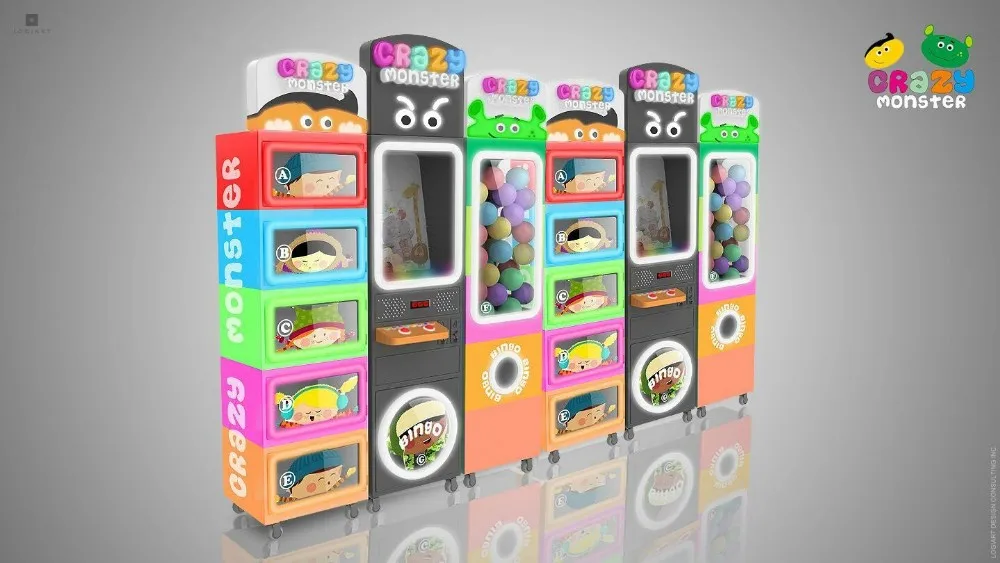 Colorful Crazy Monster Coin Operated Vending Machine