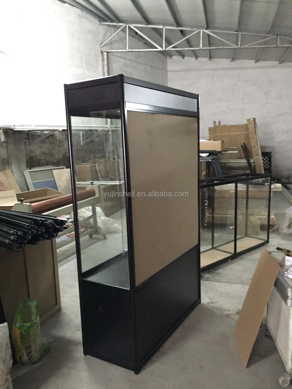 Slatwall Titanium Glass Showcase/cabinet Showcase Vitrine,Lighted Glass ...