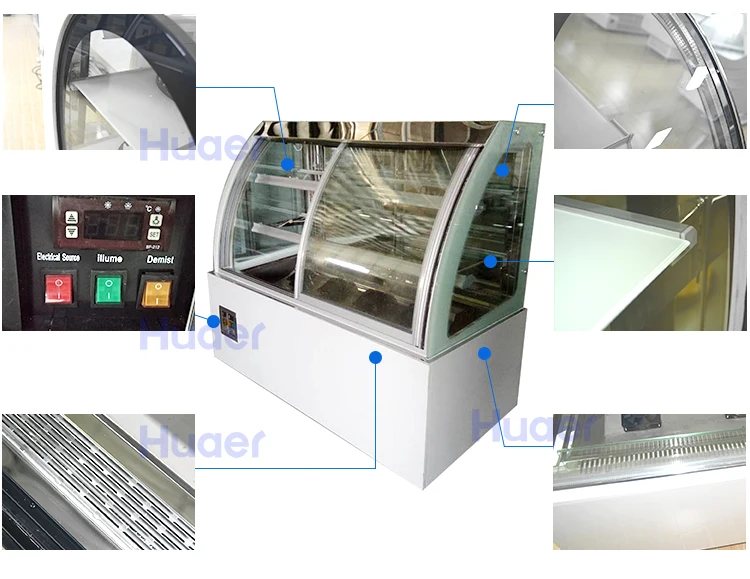 Wholesale Curved Glass showcase Cake Table Top Display Refrigerator ...