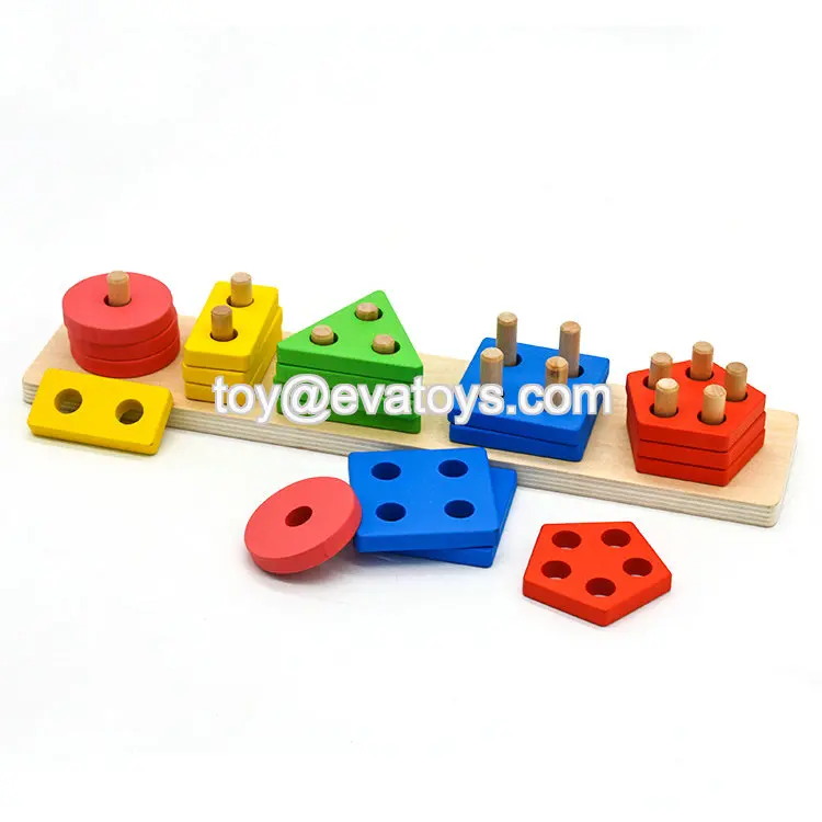 Colorful Geometry Stacking Wooden Shape Blocks For Children Education ...