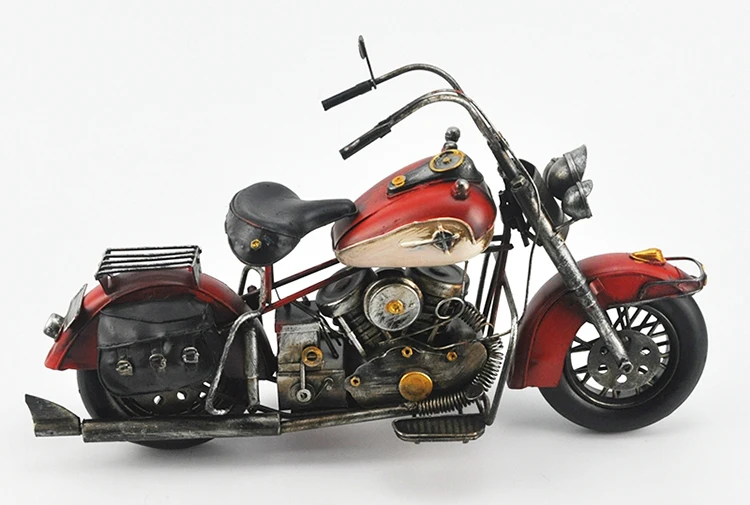 Antique Motorcycle Model Metal Craft Home Red Exquisite Motorbike ...