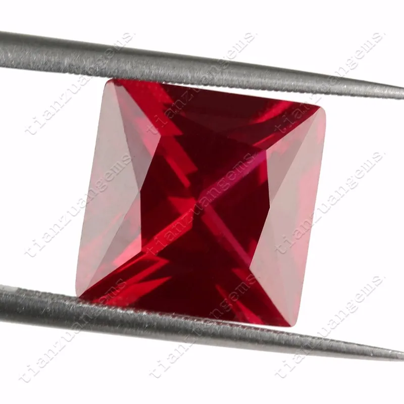 5# Pigeon-blood Red Square Shape Diamond Cut Synthetic Ruby Or Corundum ...