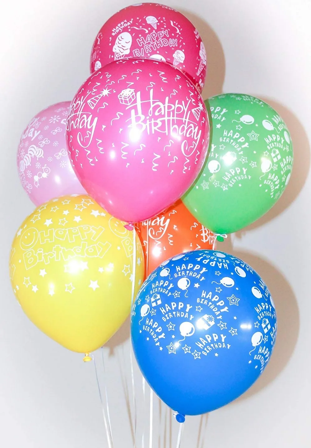 12" Latex Happy Birthday Printed Balloons - Assorted Color