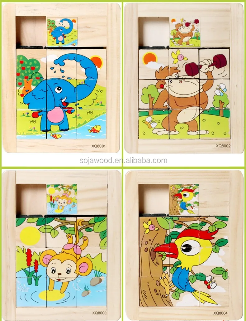 9 Piece Wood Block Sliding Puzzle - Buy Wooden Block Puzzle ...