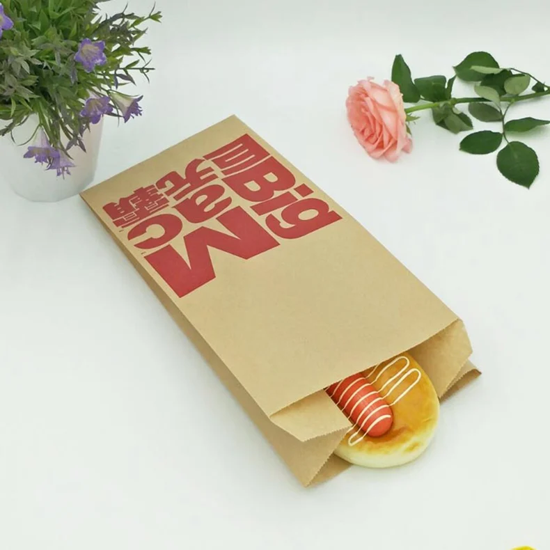 Custom Printed Paper Bag Kfc Food Packaging Bag Brown Kraft Paper Bags ...