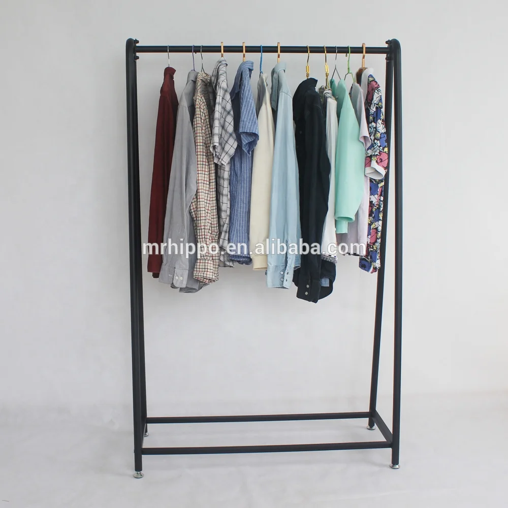 Customized Design Black Steel Antique Single Bar Clothes Rack Garment ...