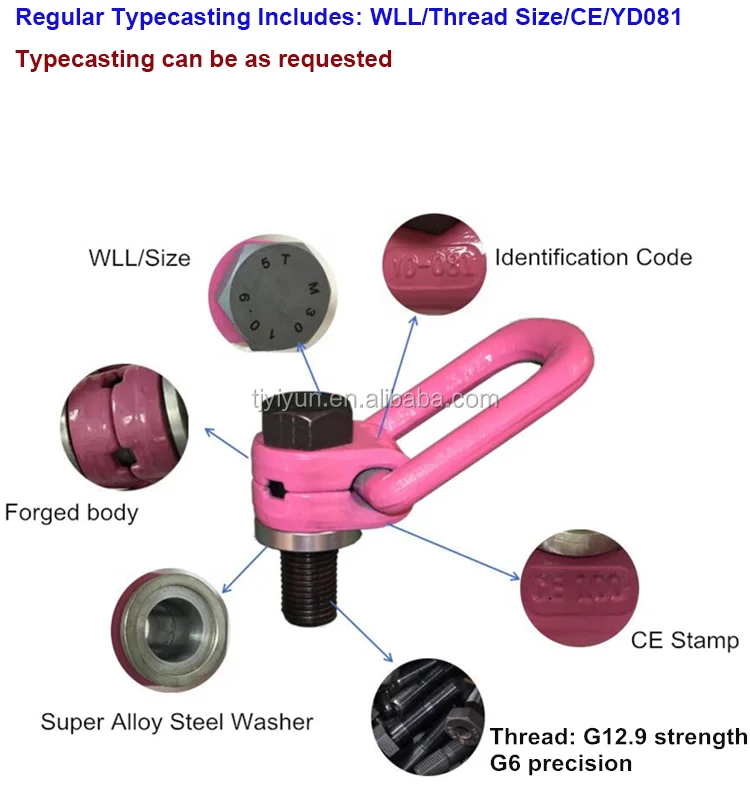 YD081 WLL20T G80 Lifting Swivel Hoist Ring M48 Breaking Load 80T