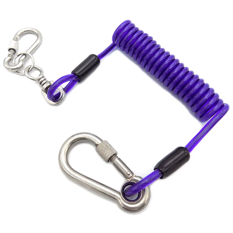 Pvc Coated Stainless Steel Retractable Tool Coil Spring Lanyard With ...