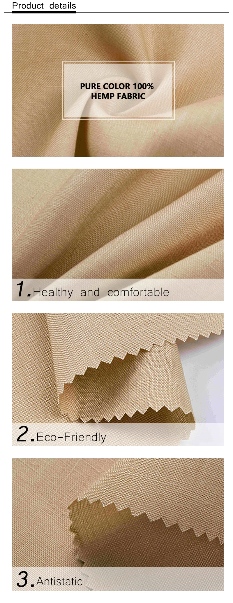 Spring Summer Literary Retro 130gsm Solid Color Textiles Pure Hemp ...