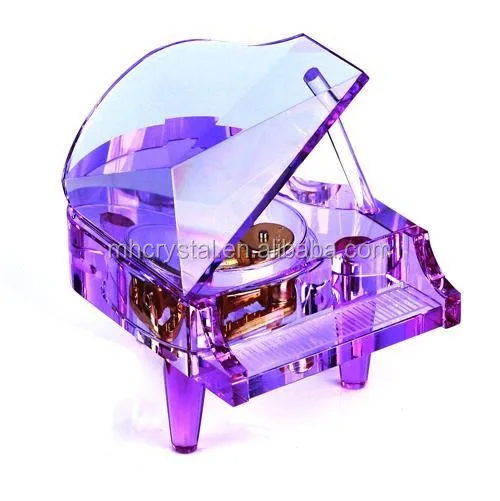 Clear Crystal Glass Grand Piano Music Box Plays Wedding Mh-p003 - Buy ...