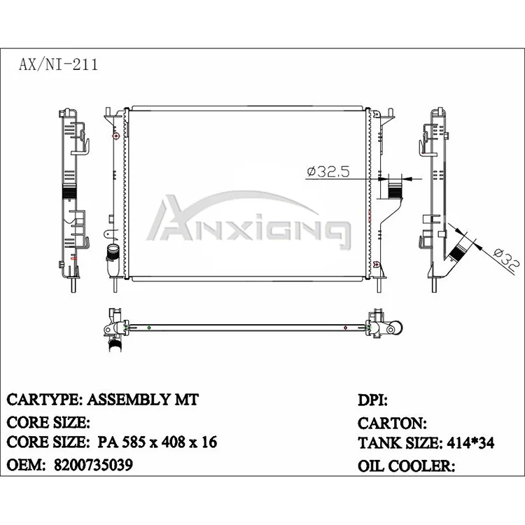 Car Radiator Oem: 8200735039 585 * 408 * 16 Mt Auto Radiator - Buy Car ...