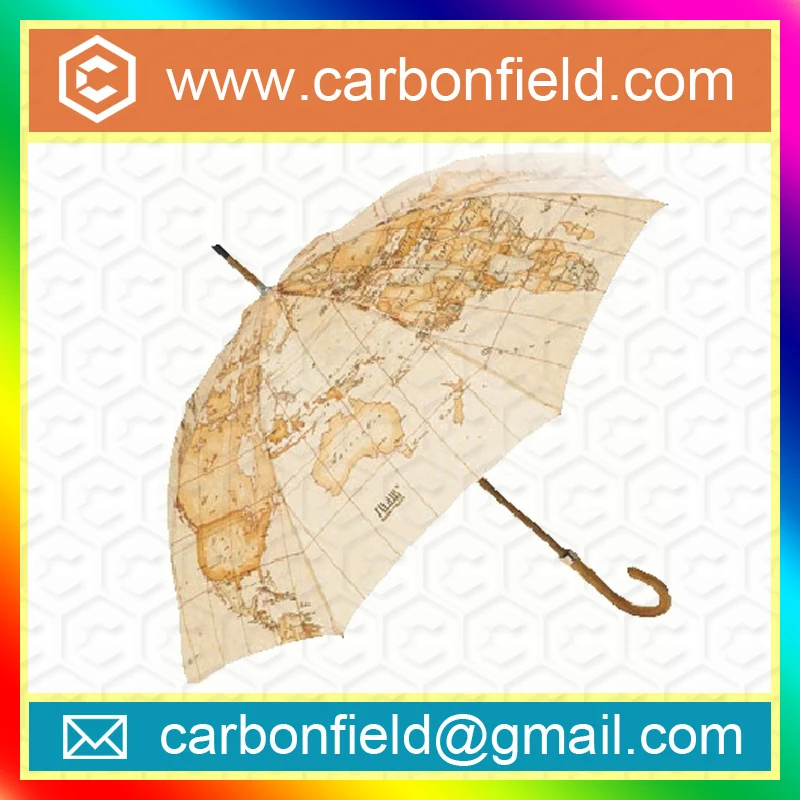 High Quality Vintage World Map Umbrella With Wooden Handle - Buy ...