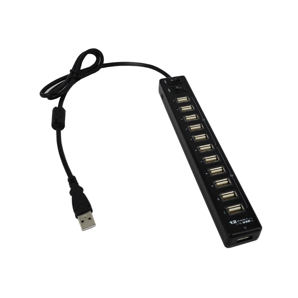 Multiple 12 Port Usb 2.0 External Hub With Power Adapter For Pc Mac ...