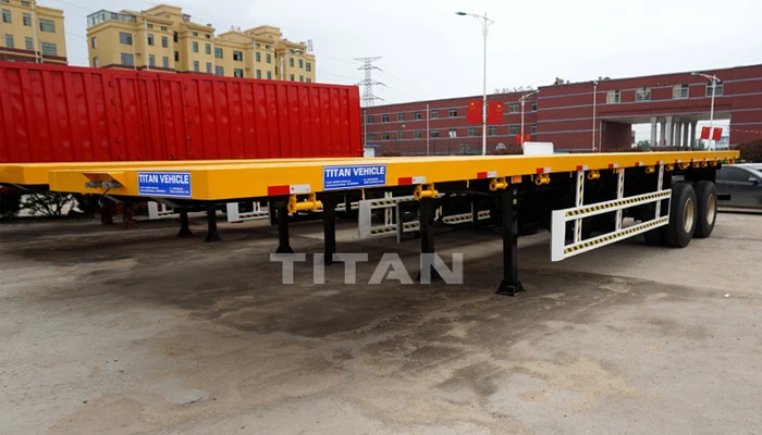 Dual Double Axle High Bed Trailer Semi Flat Trailer 40tn 2 Axle Flatbed ...
