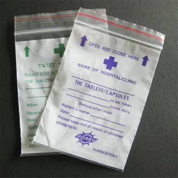 Custom Printed Medical Ziplock Plastic Bag For Medication,Pills,Drugs ...