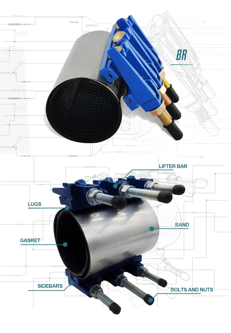 Ductile Iron Stainless Steel Pipe Coupling With Rubber Sleeve Pipe ...