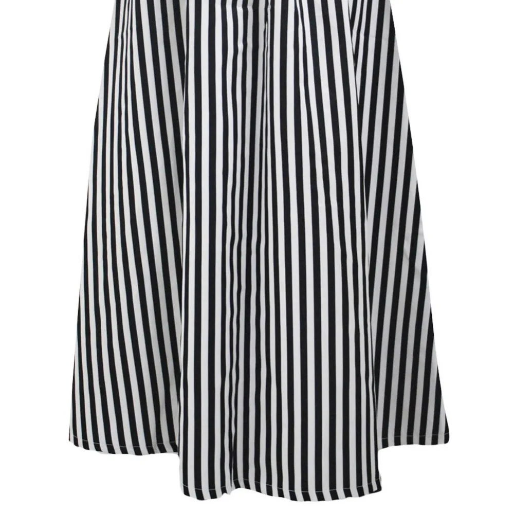 2016 New Design Elegant Black And White Vertical Stripe High Waist